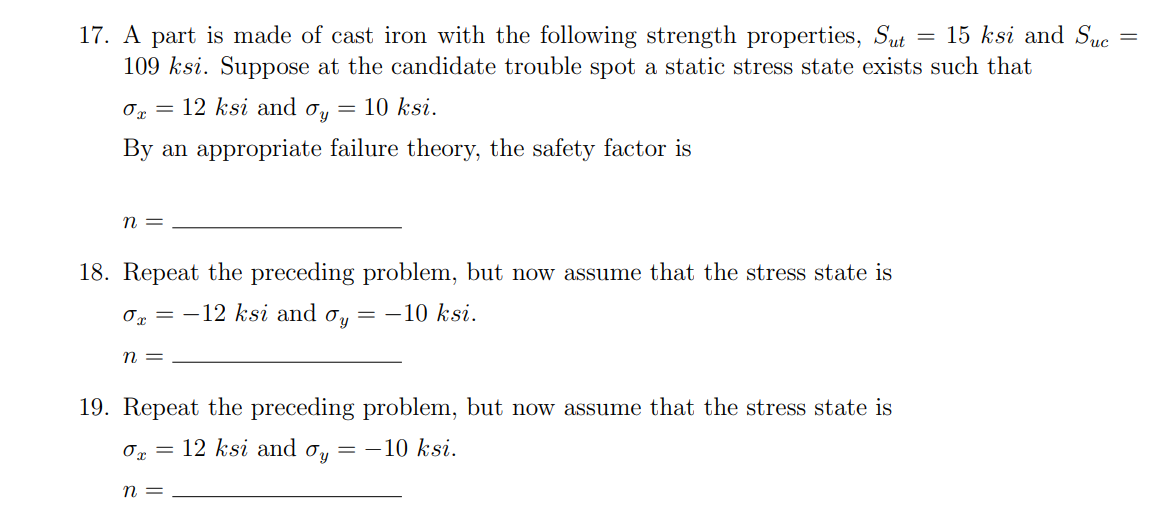 Solved 17. A part is made of cast iron with the following | Chegg.com