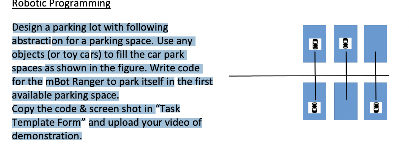 Design a parking lot with following abstraction for a | Chegg.com