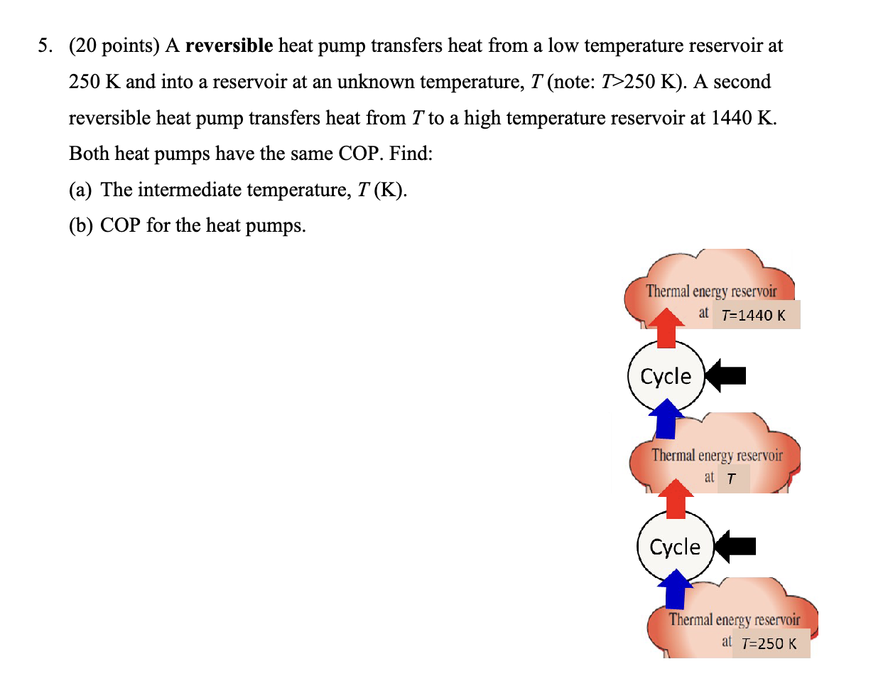 Solved 5. (20 points) A reversible heat pump transfers heat | Chegg.com