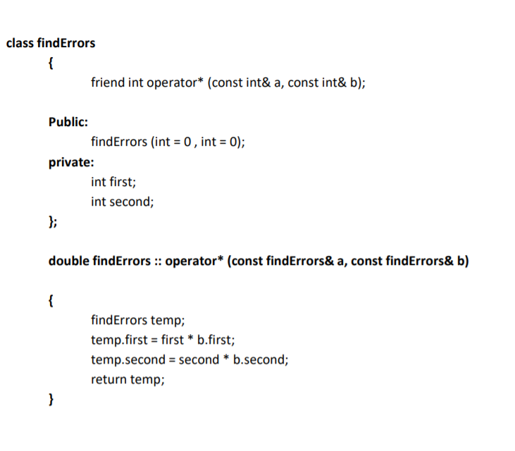 Solved Find the errors in the following class definition and | Chegg.com