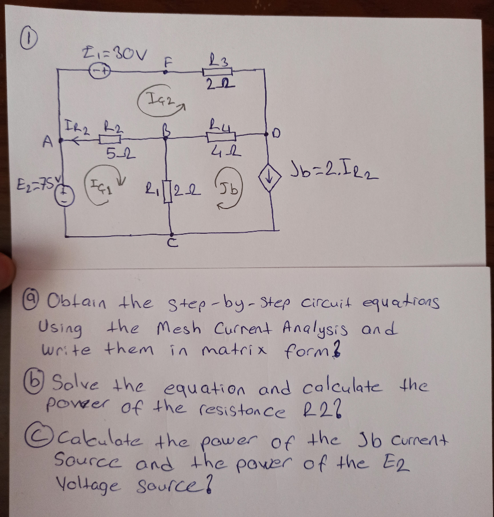 Solved 0 2 =30v wo 22 142 IR2 R2 B ц, А 5.2 42 Jb=2. I22 | Chegg.com