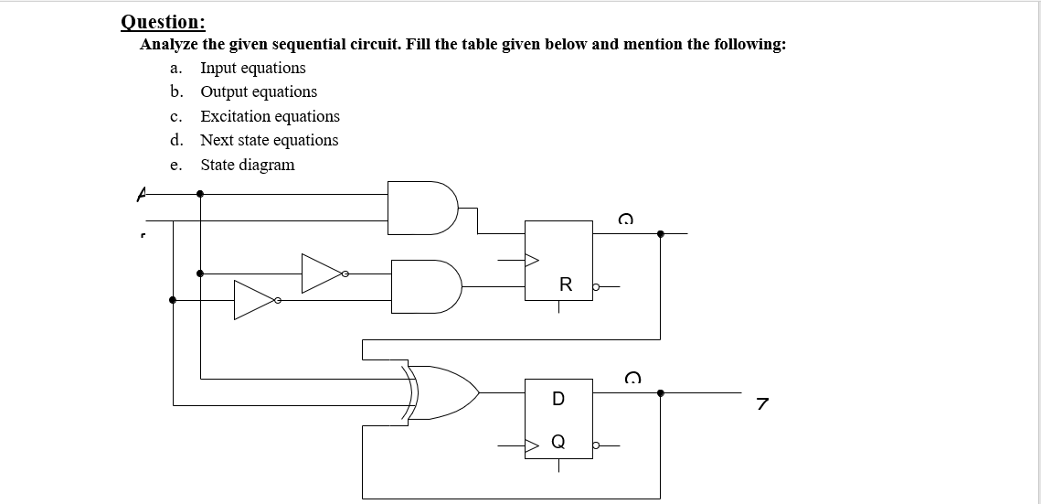 Solved Question: Analyze the given sequential circuit. Fill | Chegg.com