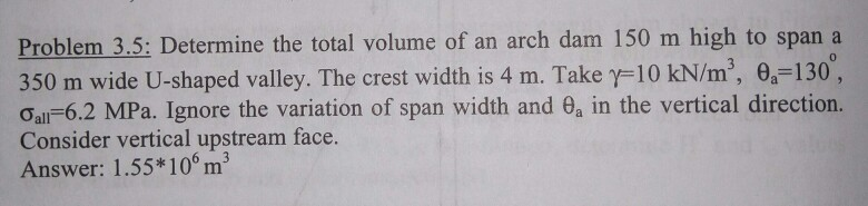 Solved Problem 3.5: Determine the total volume of an arch | Chegg.com