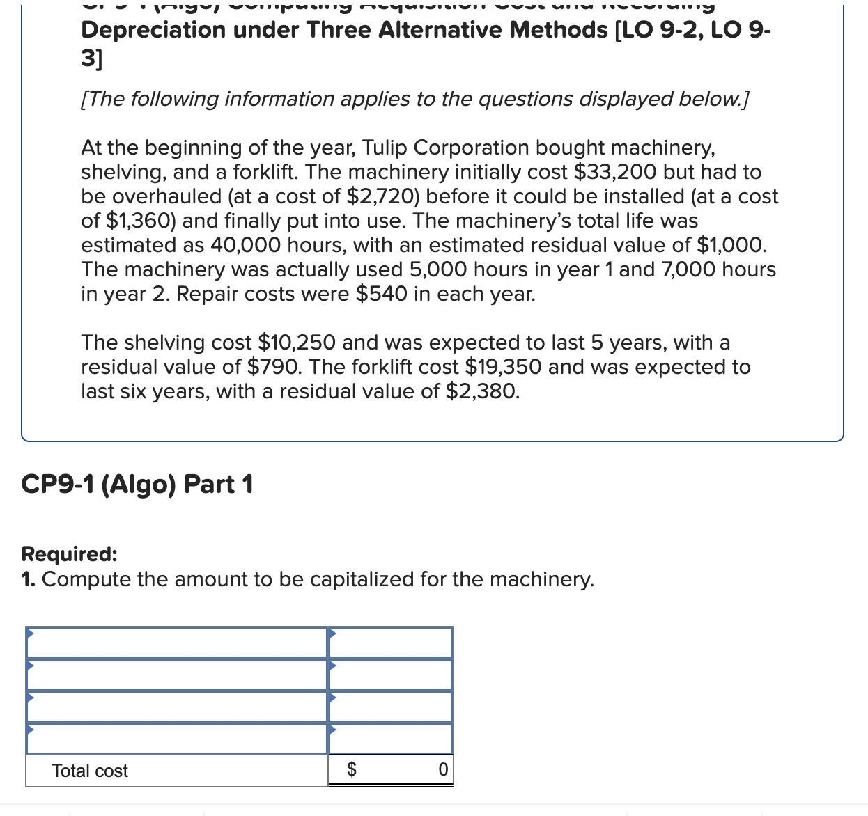 Solved Depreciation under Three Alternative Methods [LO 9-2, | Chegg.com