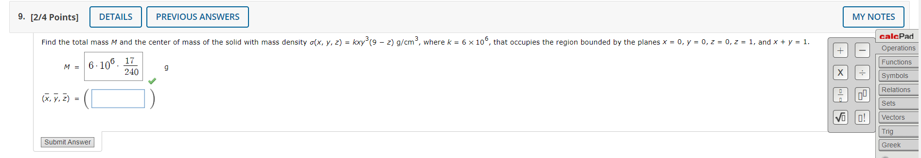 Solved Find the total mass M and the center of mass of the | Chegg.com