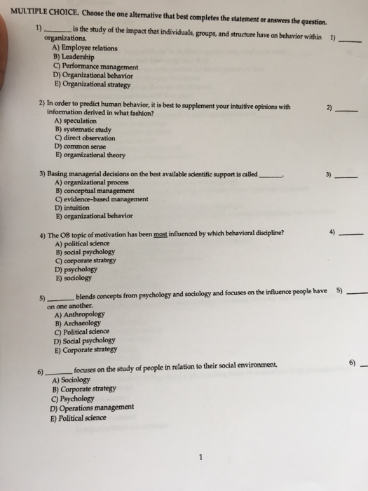 Solved MULTIPLE CHOICE. Choose the one alternative that best | Chegg.com