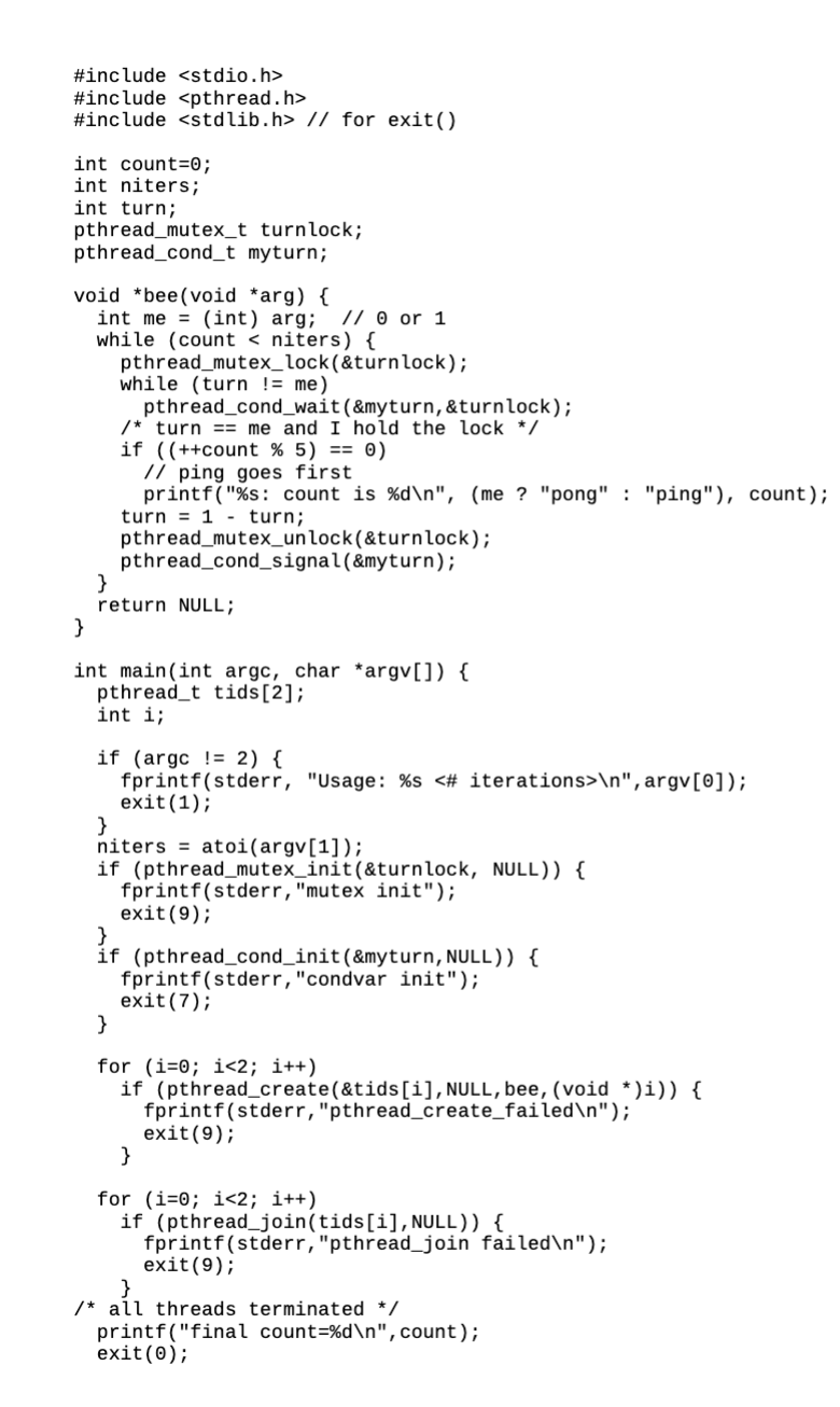 Solved Problem 0. The code for the "Ping-Pong" program | Chegg.com