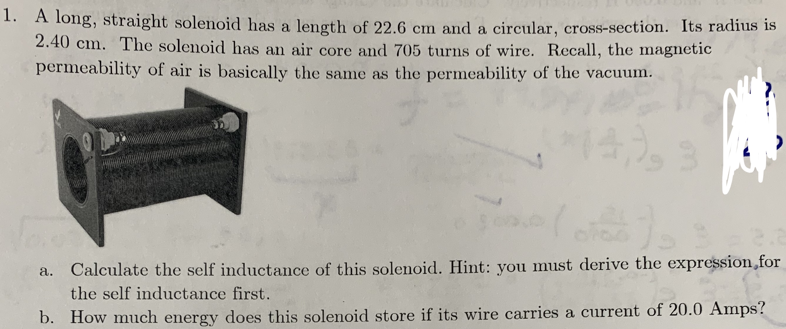 Solved A long, straight solenoid has a length of 22.6 cm and | Chegg.com