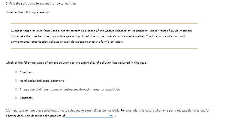 Solved 9. Private solutions to correct for externalities | Chegg.com