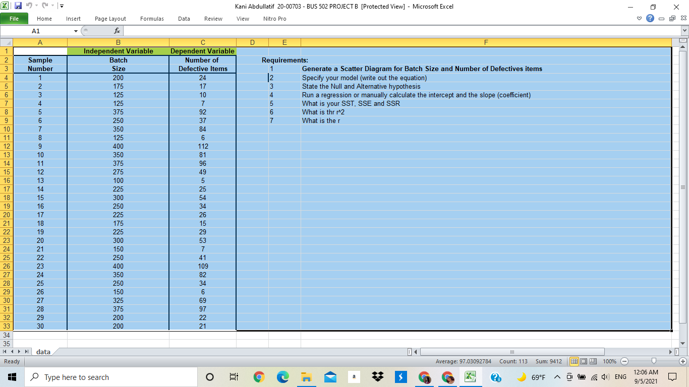 Solved XI--- Kani Abdullatif 20-00703 - BUS 502 PROJECT B | Chegg.com
