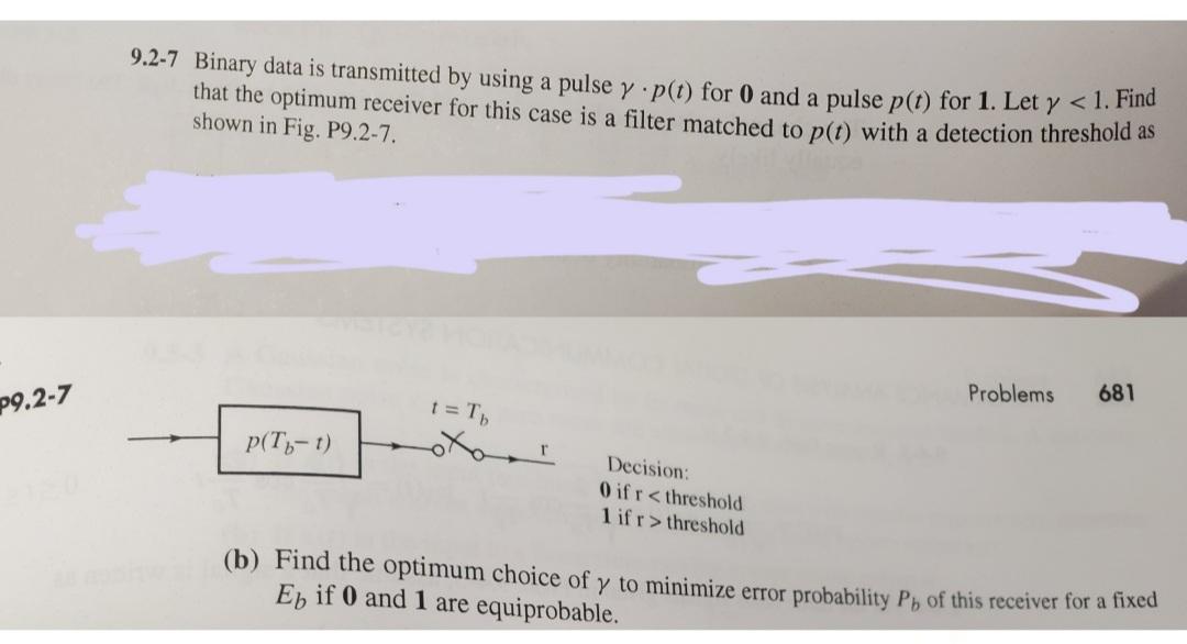 Solved 9 2 7 Binary Data Is Transmitted By Using A Pulse Y