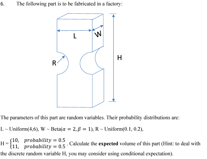 Solved 6. The following part is to be fabricated in a | Chegg.com