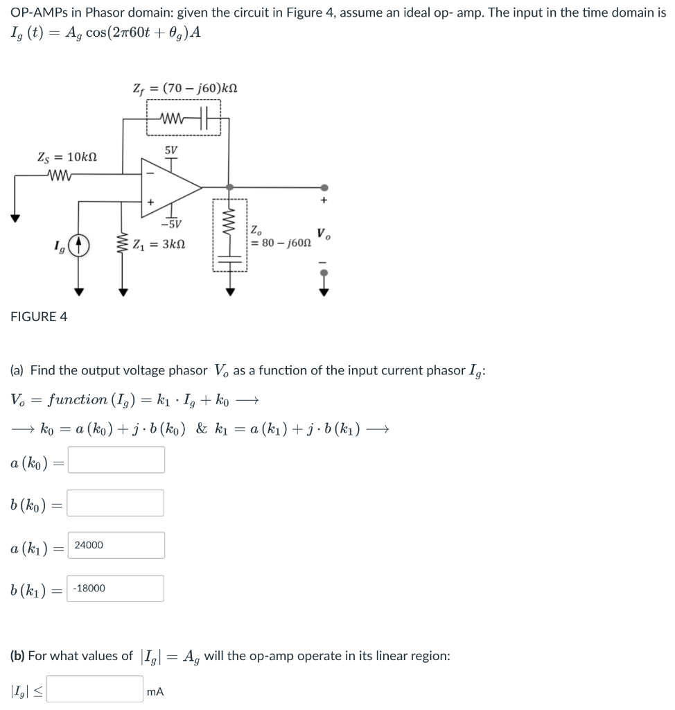 Solved OP-AMPs in Phasor domain: given the circuit in Figure | Chegg.com