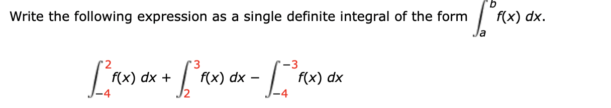 Solved Write the following expression as a single definite | Chegg.com