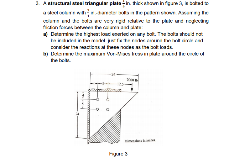 Solved 3. A structural steel triangular plate in thick shown | Chegg.com
