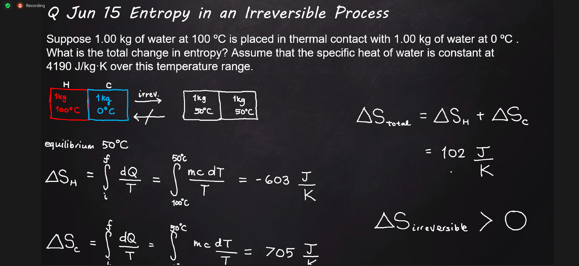 Solved Recording Q Jun 15 Entropy in an Irreversible Process | Chegg.com
