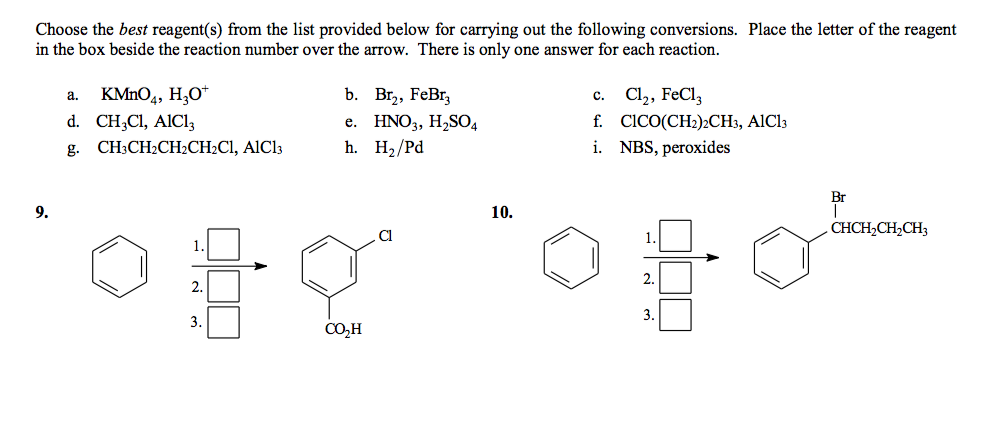 Solved Choose the best reagent(s) from the list provided | Chegg.com