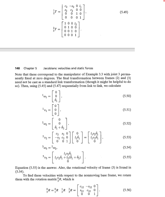 Solved EXAMPLE 5.3 A two-link manipulator with rotational | Chegg.com Solved EXAMPLE 5.3 A two-link manipulator with rotational | Chegg.com