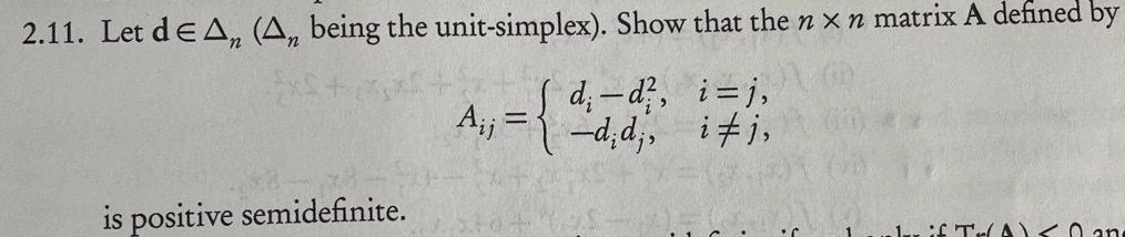 Solved 2.11. Let de An (A, being the unit-simplex). Show | Chegg.com