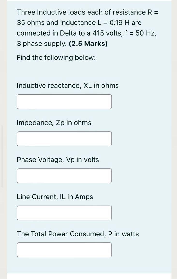Solved Three Inductive loads each of resistance R = 35 ohms | Chegg.com
