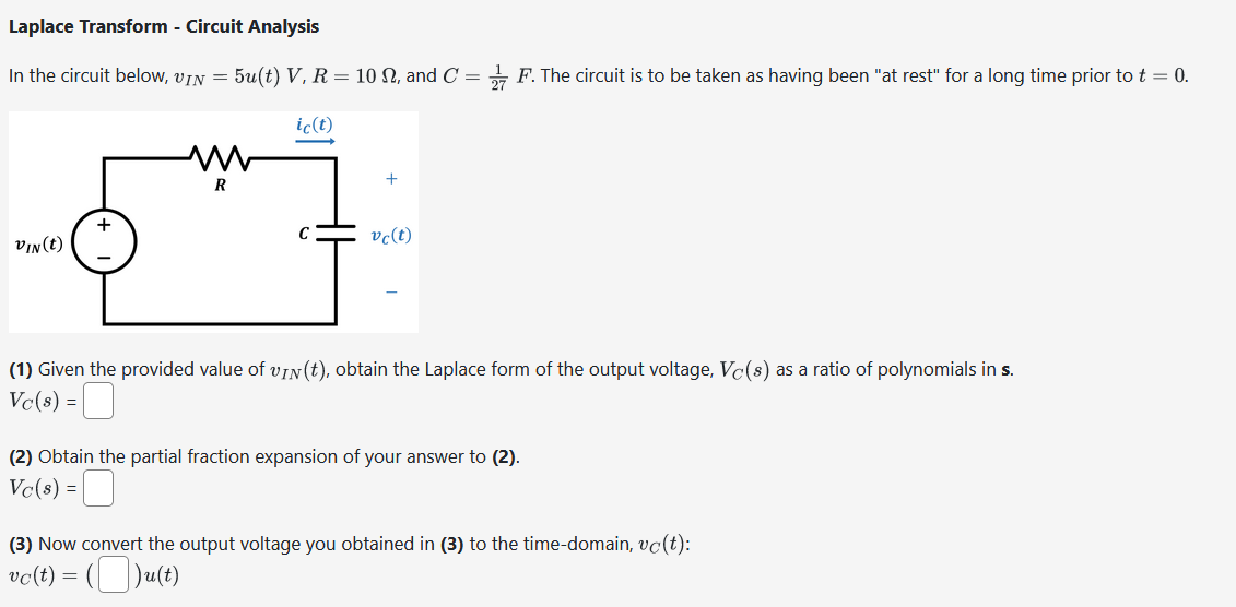 Solved Laplace Transform - ﻿Circuit AnalysisIn the circuit | Chegg.com
