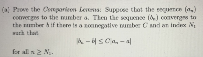 Solved (a) Prove the Comparison Lemma: Suppose that the | Chegg.com