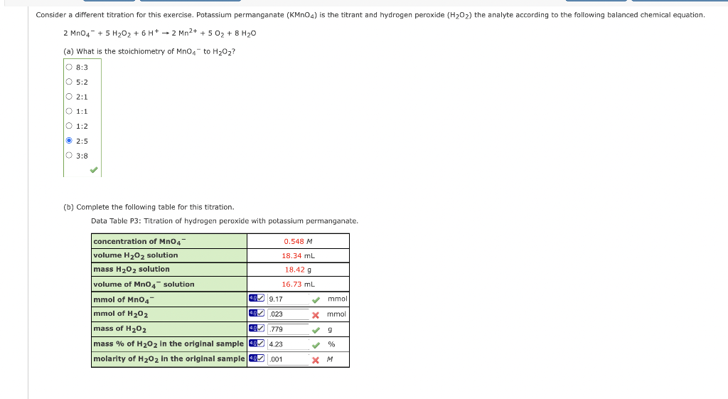 Solved 2MnO4−+5H2O2+6H+→2Mn2++5O2+8H2O (a) What is the | Chegg.com