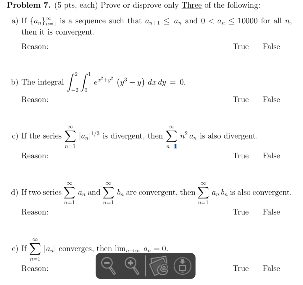 Solved Problem 7. (5 pts, each) Prove or disprove only Three | Chegg.com