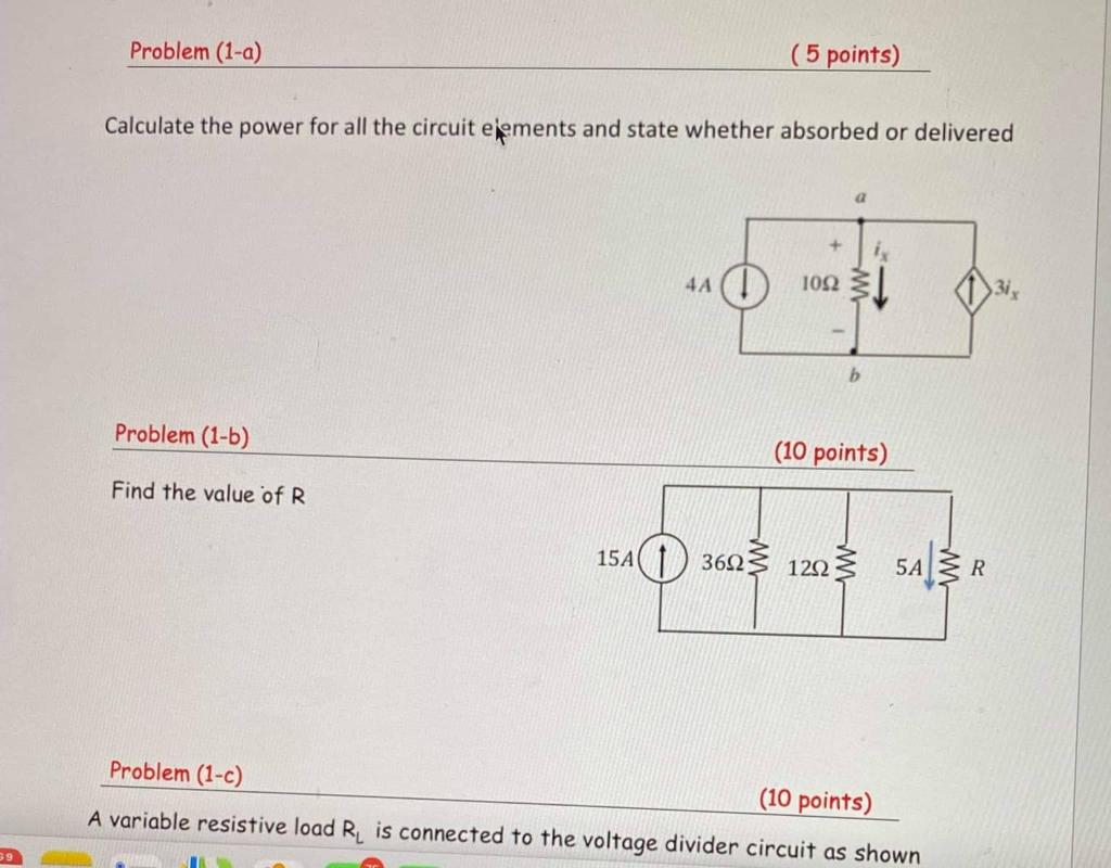 Solved Problem (1-a) (5 points) Calculate the power for all | Chegg.com