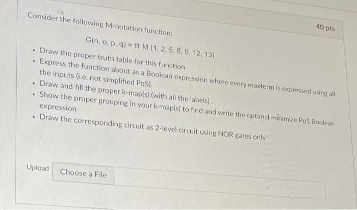 Solved Consider the following M-notation function: | Chegg.com
