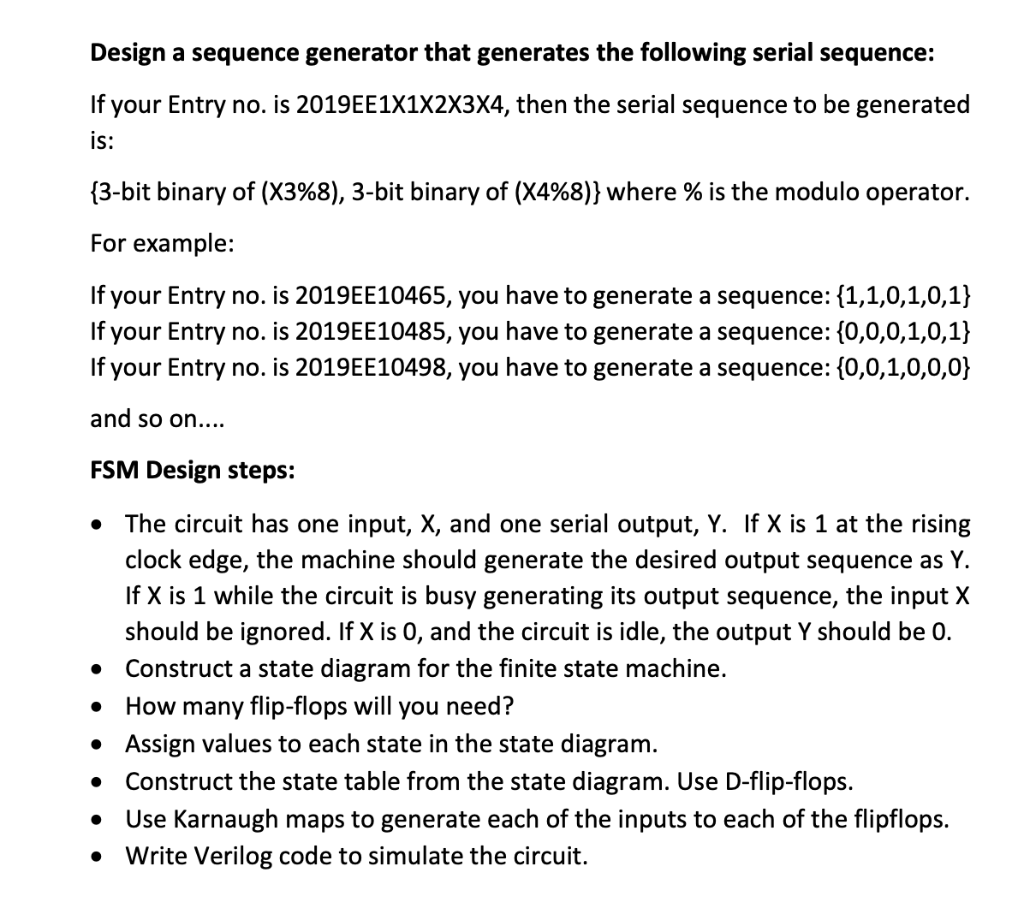 Design a sequence generator that generates the | Chegg.com