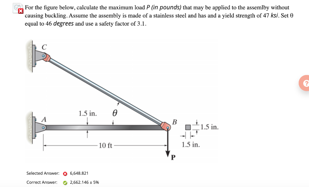 Solved For the figure below, calculate the maximum load P | Chegg.com