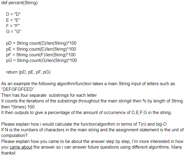 Solved def percent(String) D = "D" E = "E" F="F" G = "G" PD | Chegg.com