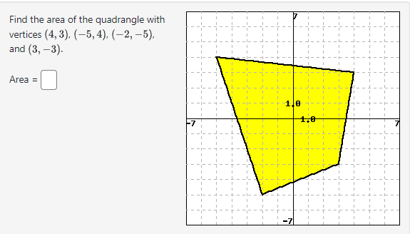 Solved Find the area of the quadrangle withvertices | Chegg.com