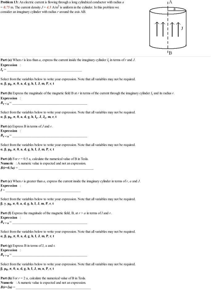 Solved Problem 13: An eectric current is flowing through a | Chegg.com