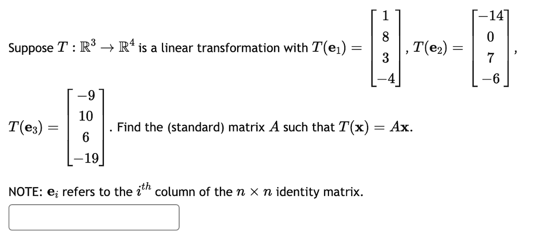Solved Suppose T:R3→R4 is a linear transformation with | Chegg.com