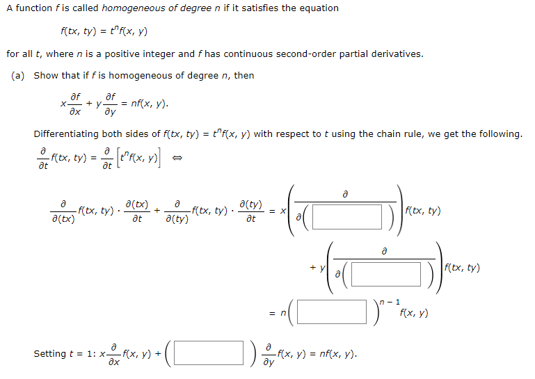 Solved A function f is called homogeneous of degree n if it | Chegg.com