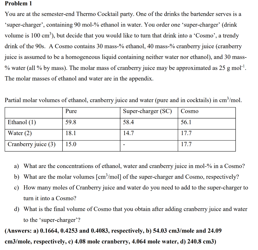 Solved You are at the semester-end Thermo Cocktail party. | Chegg.com