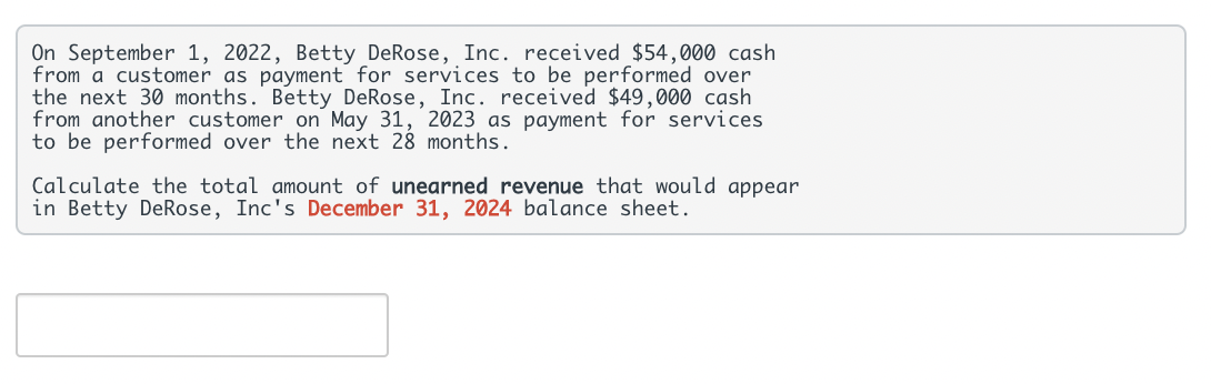 Solved On September 1, 2022, Betty DeRose, Inc. received | Chegg.com