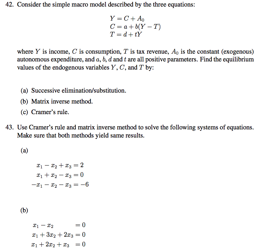 Solved 42. Consider the simple macro model described by the | Chegg.com