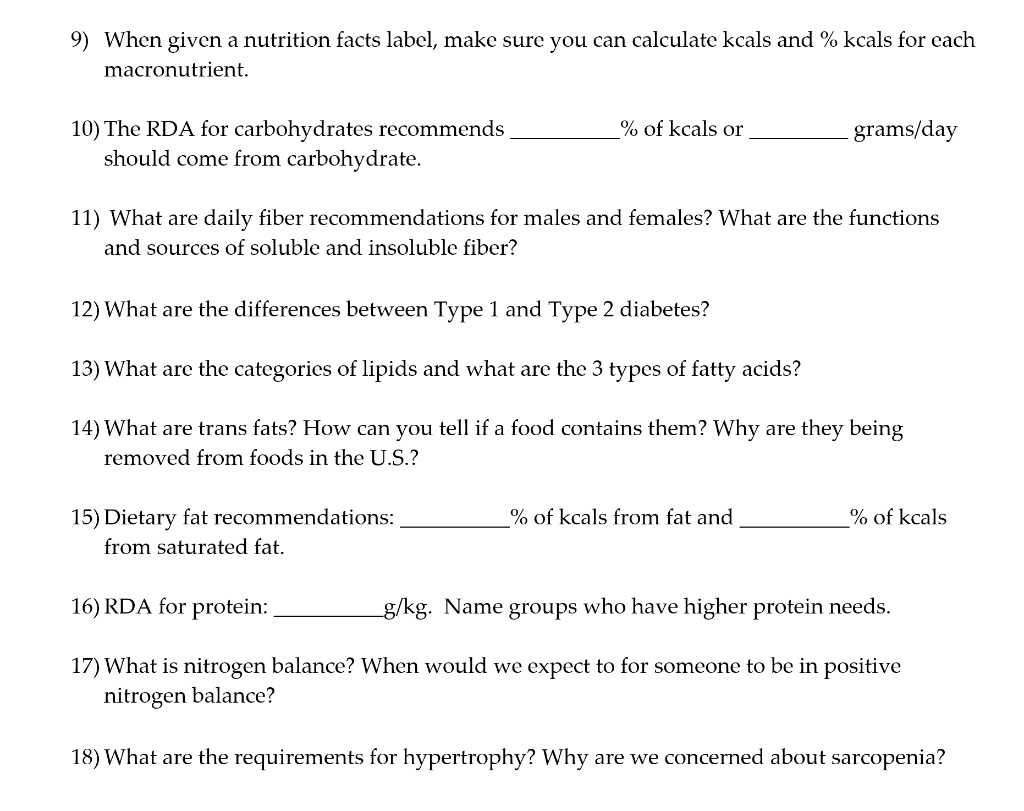 Solved 1) Definitions of nutrition, exercise, physical | Chegg.com
