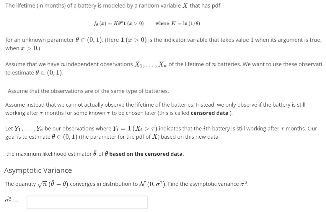 Solved The lifetime (in months) of a battery is modeled by a | Chegg.com