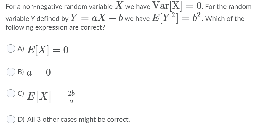 Solved For a non-negative random variable X we have Var[X] = | Chegg.com