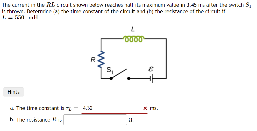 Solved The current in the RL circuit shown below reaches | Chegg.com