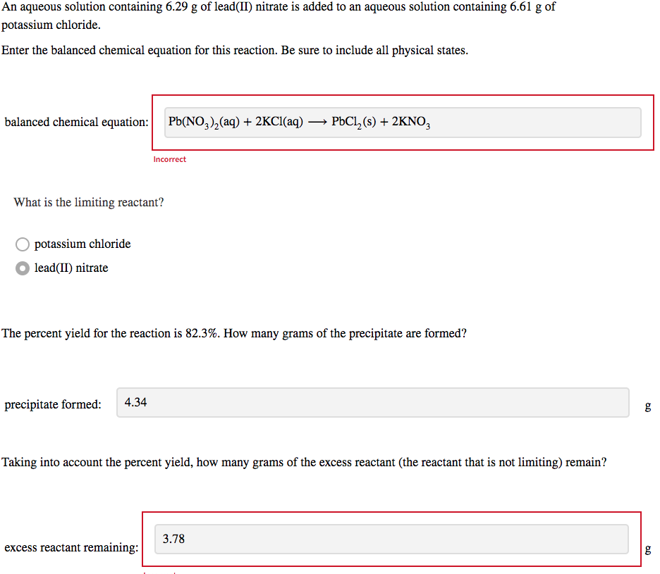 Solved An aqueous solution containing 6.29 g of lead(II) | Chegg.com