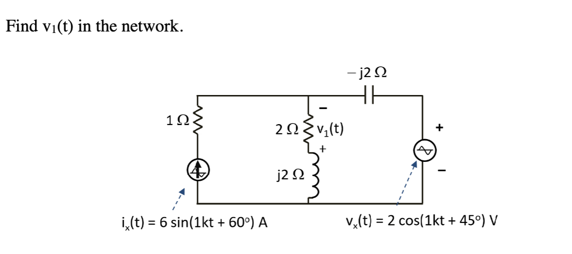 Solved Find v1(t) in the network. ix(t)=bsin(1kt+bUv)A | Chegg.com