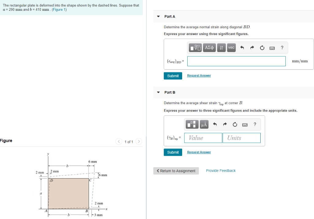 Solved The rectangular plate is deformed into the shape | Chegg.com