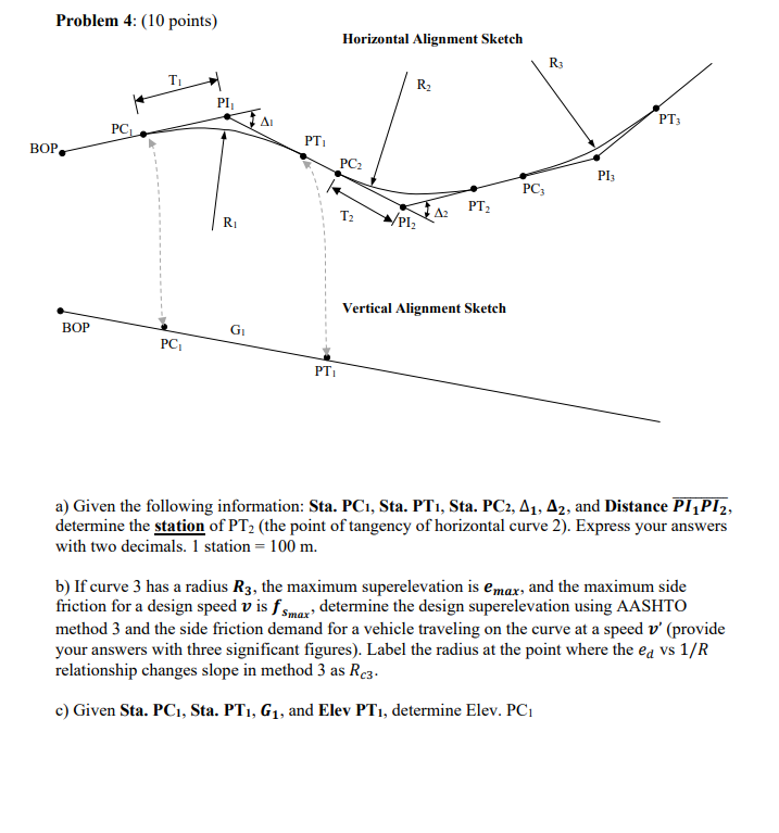 Problem 4: (10 points) Horizontal Alignment Sketch R3 | Chegg.com