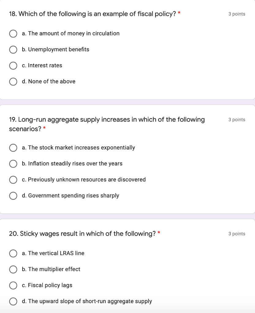 Solved 18. Which of the following is an example of fiscal | Chegg.com