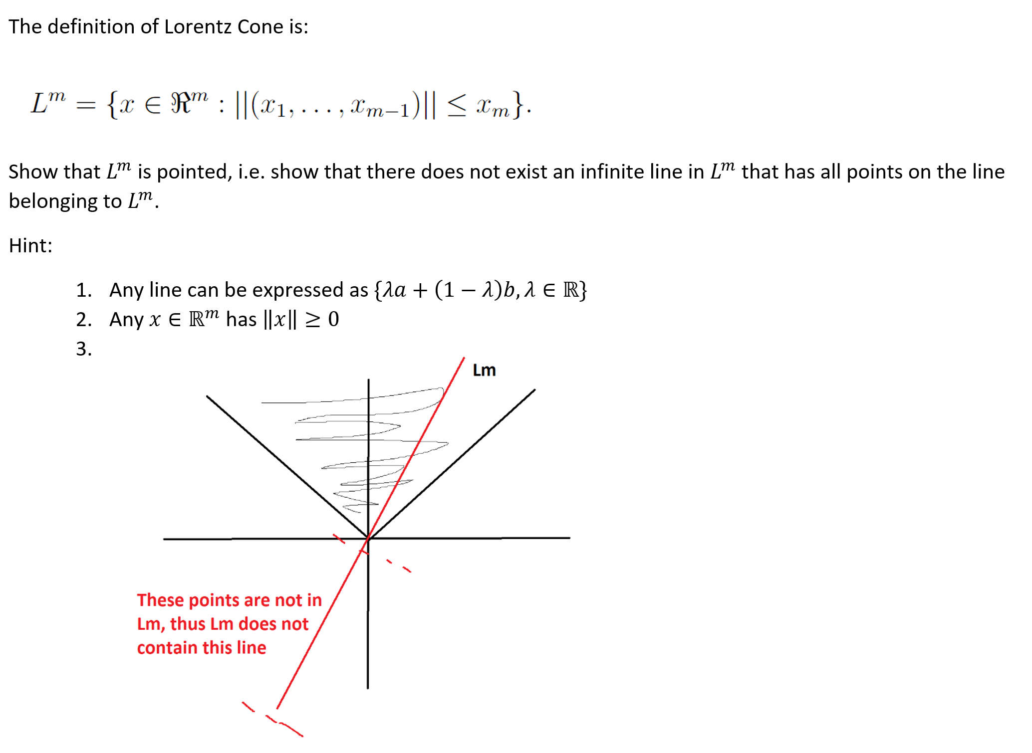 Solved The definition of Lorentz Cone is: IM m = {x ER" : | Chegg.com